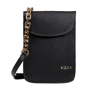 kieka phone crossbody bag, genuine leather, fold-over flap with magnetic snap closure, 2 external credit card slots