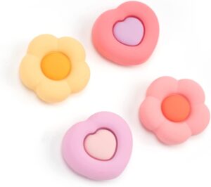 geekshare cute thumb grip caps for ps5 controller, thumbsticks cover set compatible with switch pro controller and ps4 ps5 controller, 4pcs - heart & flower