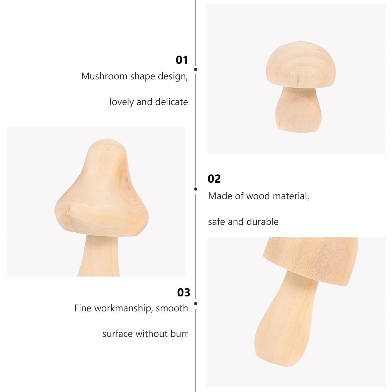 10pcs Woody White Embryo Mushroom Unfinished Mushroom Wood Mushrooms Mushroom Decor Wooden Painting Mushrooms Plain Mushroom Toy Miniature Painting Mushroom Things to Paint on