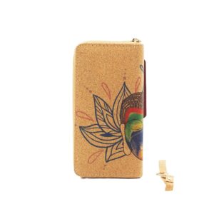 soul living creations buddha cork vegan wristlet wallet - spiritual design- rooom for credit cards, coins & bills and cellphone