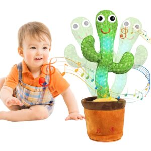 dancing cactus mimicking toy | talking singing plush doll | usb charging | for babies and toddlers | repeats what you say | 120 songs built-in | led light up | english & spanish