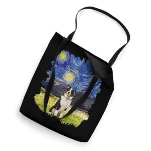 Starry Night Impressionist - Dog Art Australian Shepherd Tote Bag