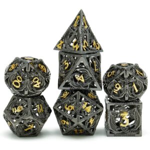 dnd metal polyhedral dice set dungeons and dragons dice set d&d role playing dice metal dice set 7pcs suitable for dungeons and dragons rpg mtg table games d&d pathfinder shadowrun and math teaching