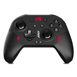 aknes switch pro controller for nintendo switch/switch lite/switch oled,wireless switch controller with led color light,macro programmable buttons,turbo,vibration, gamepads for pc,android, ios - black