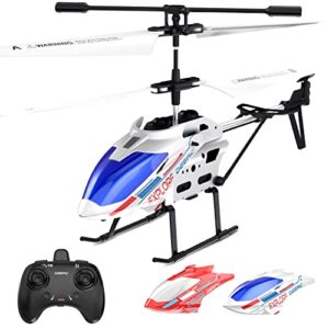 deerc remote control helicopter, 3.5 ch altitude hold rc helicopters w/gyro for beginner, 2 shells led light one key take off/landing, 2.4ghz aircraft indoor flying toy for kids boys girls