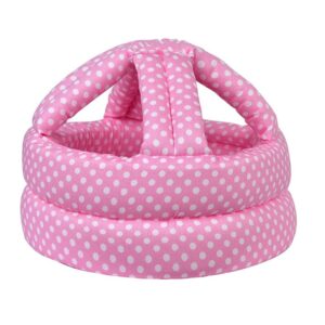 toraso baby helmet, baby infant head helmet for crawling, head cushion bumper bonnet, soft headguard for toddler learning to walk, pink dots (1)