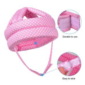 TORASO Baby Helmet, Baby Infant Head Helmet for Crawling, Head Cushion Bumper Bonnet, Soft Headguard for Toddler Learning to Walk, Pink Dots (1)