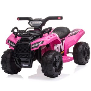 6v electric kids atv quad ride-on toy with mp3, usb, lights - for 1-3 year old boys and girls