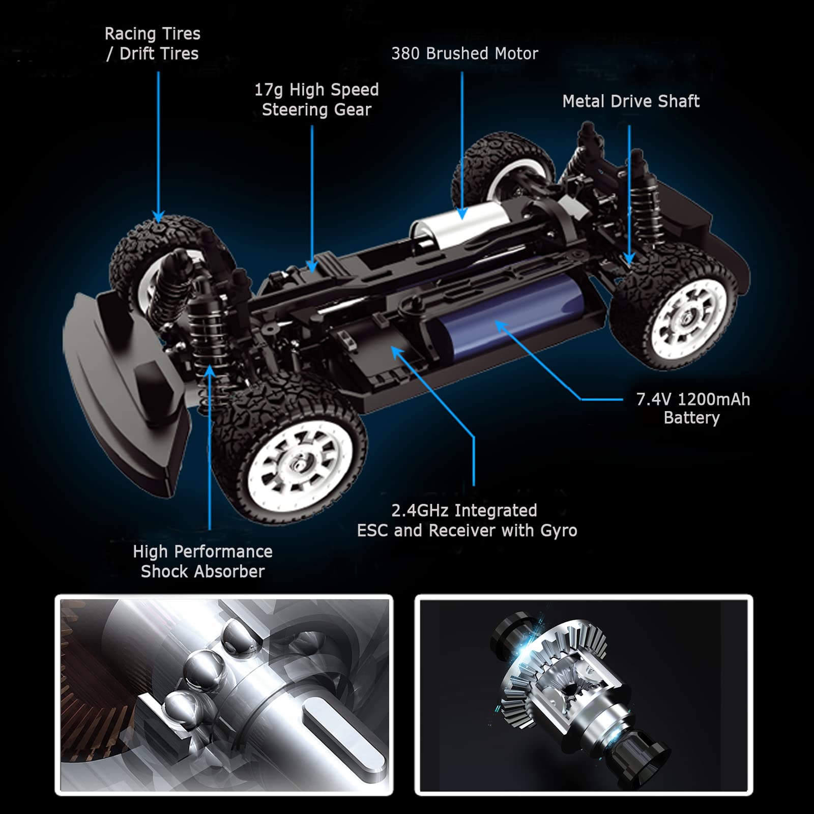 Cheerwing U12 Mini Remote Control Helicopter & UD1601 30KM/H High Speed RC Drift Car for Kids and Adults