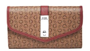 guess women's cedar flap wallet, black print, un, classic