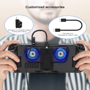 RGB Cooling Fan for Valve Steam Deck & Nintendo Switch OLED, Cooling Fan Dock with Stand & USB-C Adaptor, Steam Deck Cooler USB-C Powered with Adjustable Speed & Blue RGB Lighting