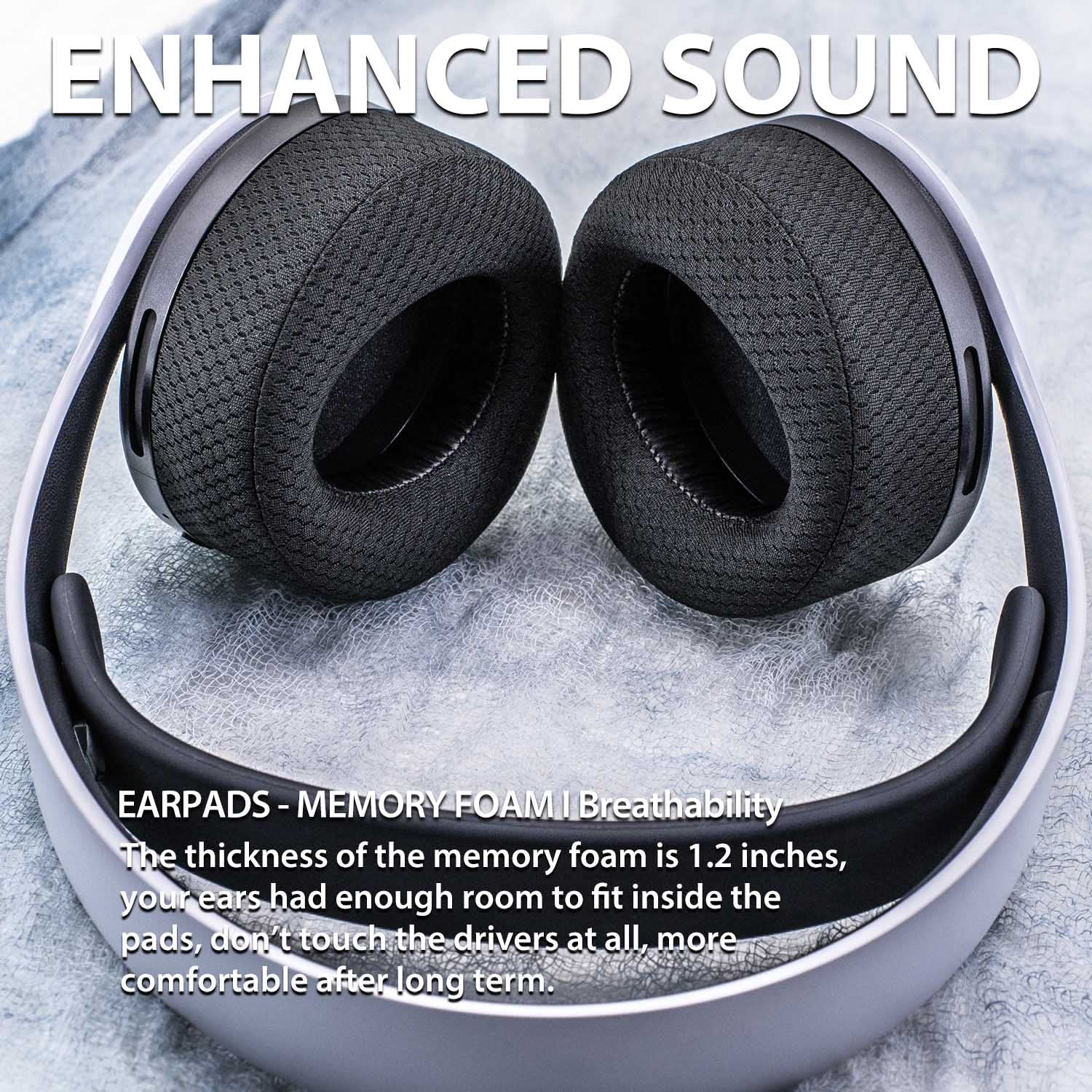 PS5 Earpads Replacement Ear Pads for PlayStation 5 Pulse 3D PS5 Headset - PS5 Ear Cushions/Ear Cups (Breathable Mesh)