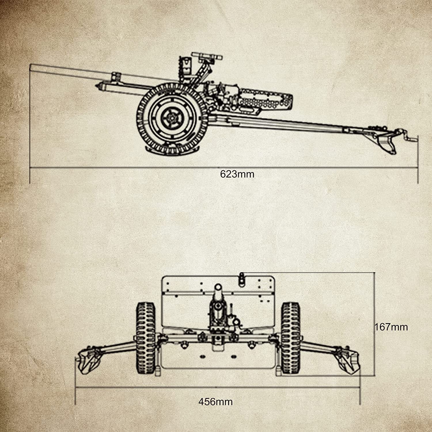 1/6 M3 37mm Anti-Tank Gun for 1/6 Willys RTR