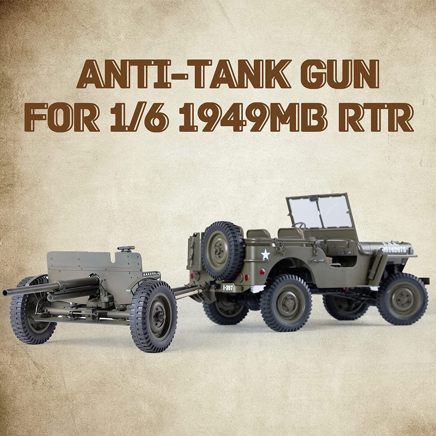 1/6 M3 37mm Anti-Tank Gun for 1/6 Willys RTR