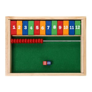 sterling games kids shut the box game for 2 players | wooden math toy dice game for kids and small children | stem educational toy for learning mathematics and addition