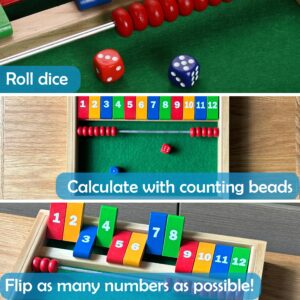 STERLING Games Kids Shut The Box Game for 2 Players | Wooden Math Toy Dice Game for Kids and Small Children | STEM Educational Toy for Learning Mathematics and Addition