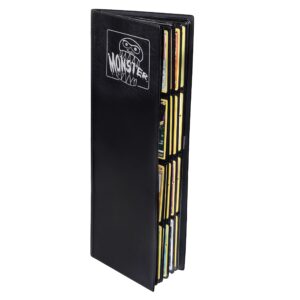 monster tower binder -20 side loading padded pages that hold 320 cards -compatible with yugioh, magic the gathering & pokemon -unique trading card album with 8 pocket(2 x 4)configuration - matte black