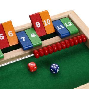 STERLING Games Kids Shut The Box Game for 2 Players | Wooden Math Toy Dice Game for Kids and Small Children | STEM Educational Toy for Learning Mathematics and Addition