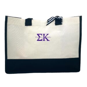 go greek chic sigma kappa embroidered tote bag