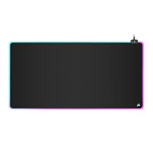 corsair mm700 rgb extended 3xl cloth gaming mouse pad/desk mat - massive 1,220mm x 610mm (48” x 24”) cloth surface, 360° three-zone rgb lighting, two usb ports - black