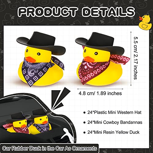 Set of 24 Cowboy Rubber Duck with Hat and Scarf, Mini Rubber Duckies Bath Party Toys Bathtub Toys Shower Birthday Swimming Party Favor, 2 Styles (Black)