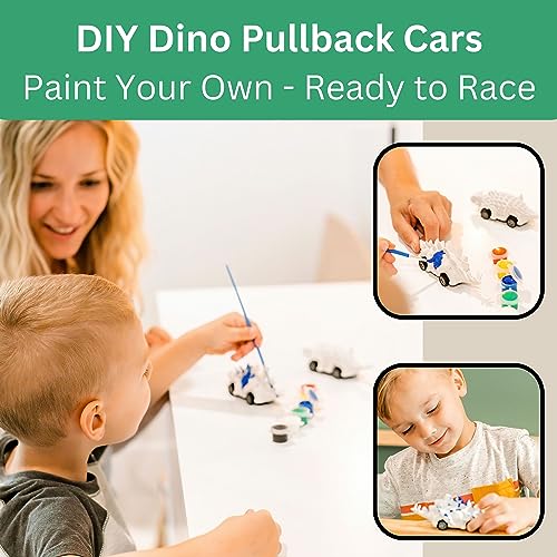 STEM-Accredited Dinosaur Giftset - A Surprise Gift for Boys Complete w/T-Rex Dinosaur Plush, Dinosaur Pullback Cars, Dinosaur Painting Kit, Squishies, Pop It & More