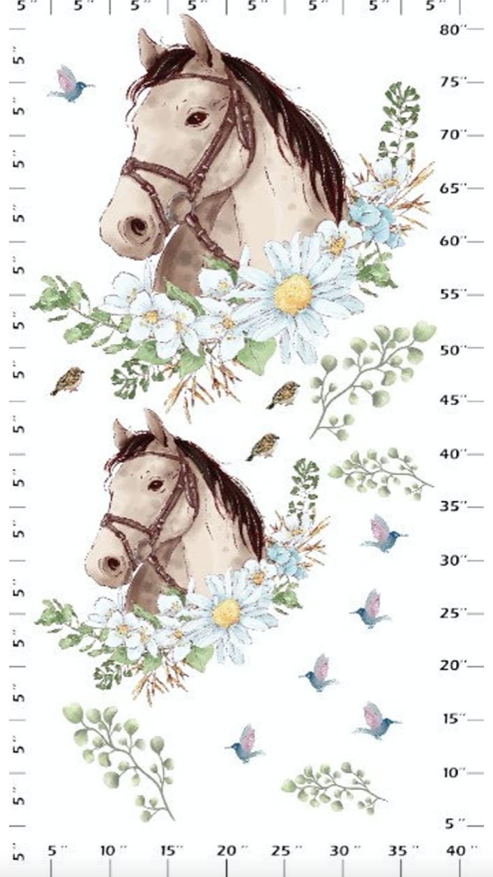 Muravie Horse and Daisies Wall Decal - Peel and Stick Animal Wall Sticker - Nursery Wall Decal Peel and Stick - Kids Wall Decal (Horse and Daisies)