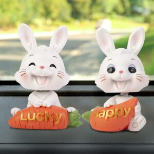 MuMyer Cute Bunny Car Ornaments Rabbit Car Dashboard Decorations Shaking Head Doll(B)