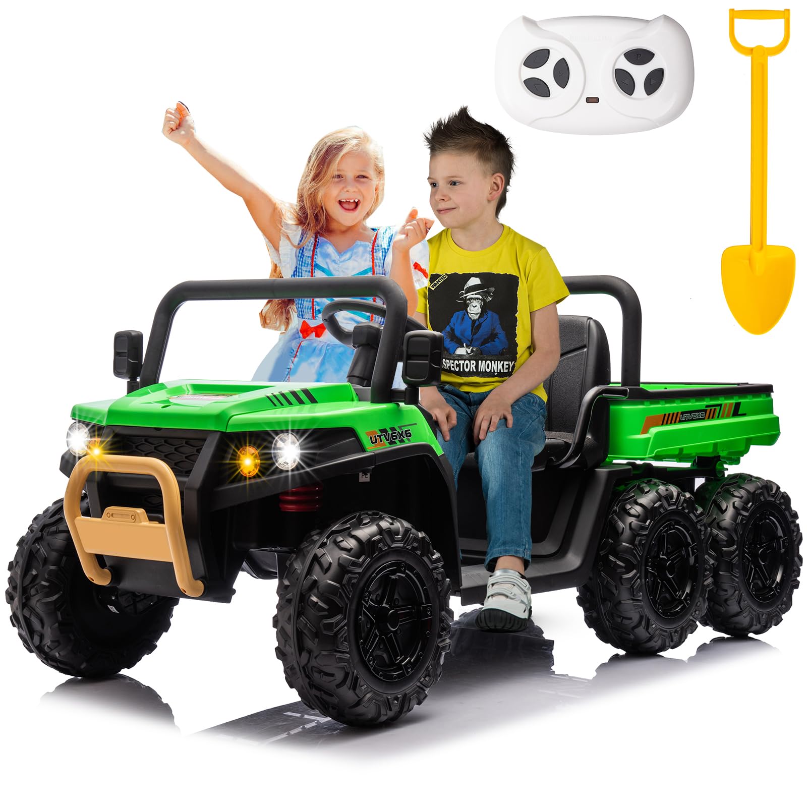 Nitoess 24V 2 Seater 2WD/4WDRide On Tractor, 6-Wheels Ride on Truck with Remote Control,Ride On Vehicle Toy for Kids,EVA Tire,Green…