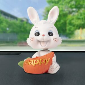 MuMyer Cute Bunny Car Ornaments Rabbit Car Dashboard Decorations Shaking Head Doll(B)