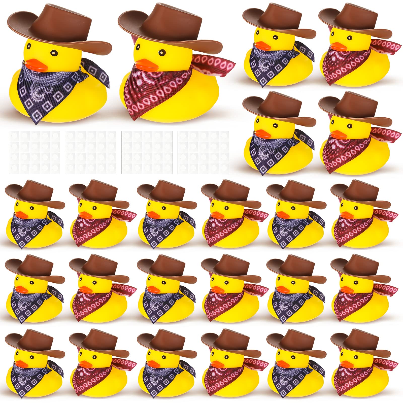 Set of 24 Cowboy Rubber Duck with Hat and Scarf, Mini Rubber Duckies Bath Party Toys Bathtub Toys Shower Birthday Swimming Party Favor, 2 Styles (Brown)