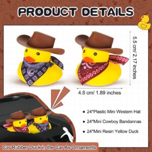 Set of 24 Cowboy Rubber Duck with Hat and Scarf, Mini Rubber Duckies Bath Party Toys Bathtub Toys Shower Birthday Swimming Party Favor, 2 Styles (Brown)