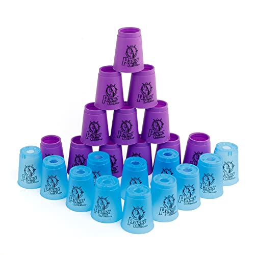 SEISSO Quick Stack Cups 24 PC for Speed Sports Training Game for School Family Party Challenge Competition, Kids Gifts Starter Set of Stacking Cup, Blue & Purple