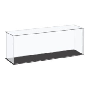 meccanixity acrylic display case plastic box cube storage box clear small assemble dustproof showcase 16.1x4.3x6.1 inch for collectibles items