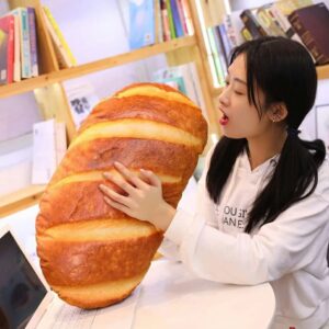 MMTTAO 3D Simulation Bread Plush Pillow 22 inch Soft Lumbar Baguette Back Cushion Stuffed Toy Funny Food Plush Butter Toast Bread Food Cute Plushies Decorative Pillow for Sleeping Home Decor, 22Inches