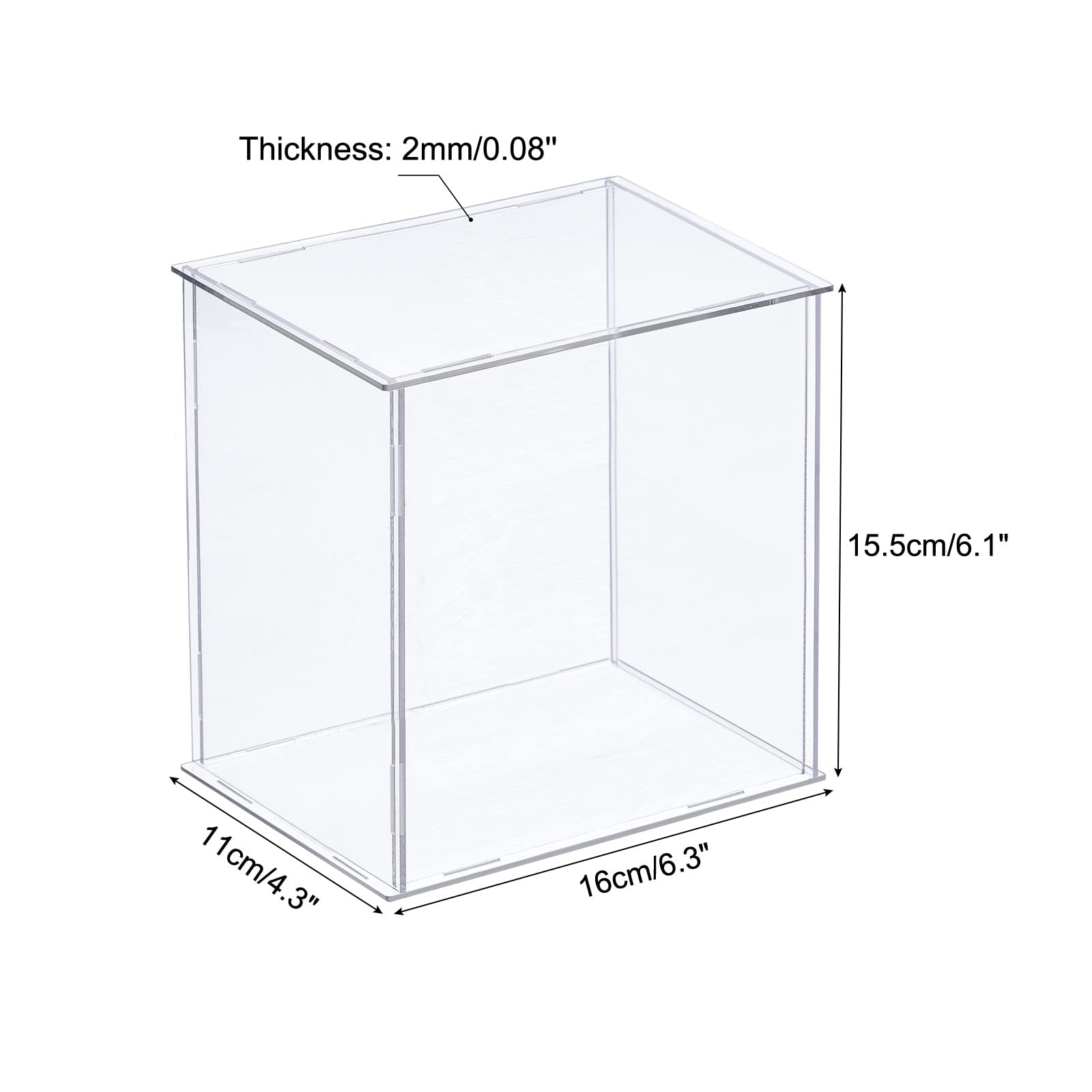 MECCANIXITY Acrylic Display Case Plastic Box Clear Assemble Dustproof Showcase 6.3x4.3x6.1 Inch for Collectibles Items