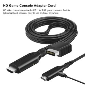 HDMI Cable, PS1/PS2 to HDMI Adapter for Playstation1, Playstation2 Signal Into HD Multimedia Interface Signal, Stable Performance, Clear Image Display, Easy to Use