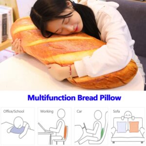 MMTTAO 3D Simulation Bread Plush Pillow 22 inch Soft Lumbar Baguette Back Cushion Stuffed Toy Funny Food Plush Butter Toast Bread Food Cute Plushies Decorative Pillow for Sleeping Home Decor, 22Inches