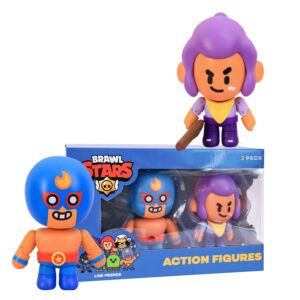 p.m.i. brawl stars action figures | two of four 6.5-inch-tall collectibles | brawl stars toys, gift for video gamer | poco and bo | officially licensed toy figure – articulated figures