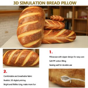 MMTTAO 3D Simulation Bread Plush Pillow 22 inch Soft Lumbar Baguette Back Cushion Stuffed Toy Funny Food Plush Butter Toast Bread Food Cute Plushies Decorative Pillow for Sleeping Home Decor, 22Inches