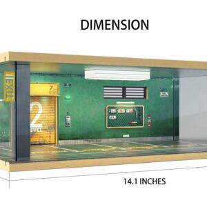 Display Case for 1/32 or 1/36 Diecast Cars, Acrylic Display Case for Toy Motorcyle with LED Lighting, 4P Green Wall