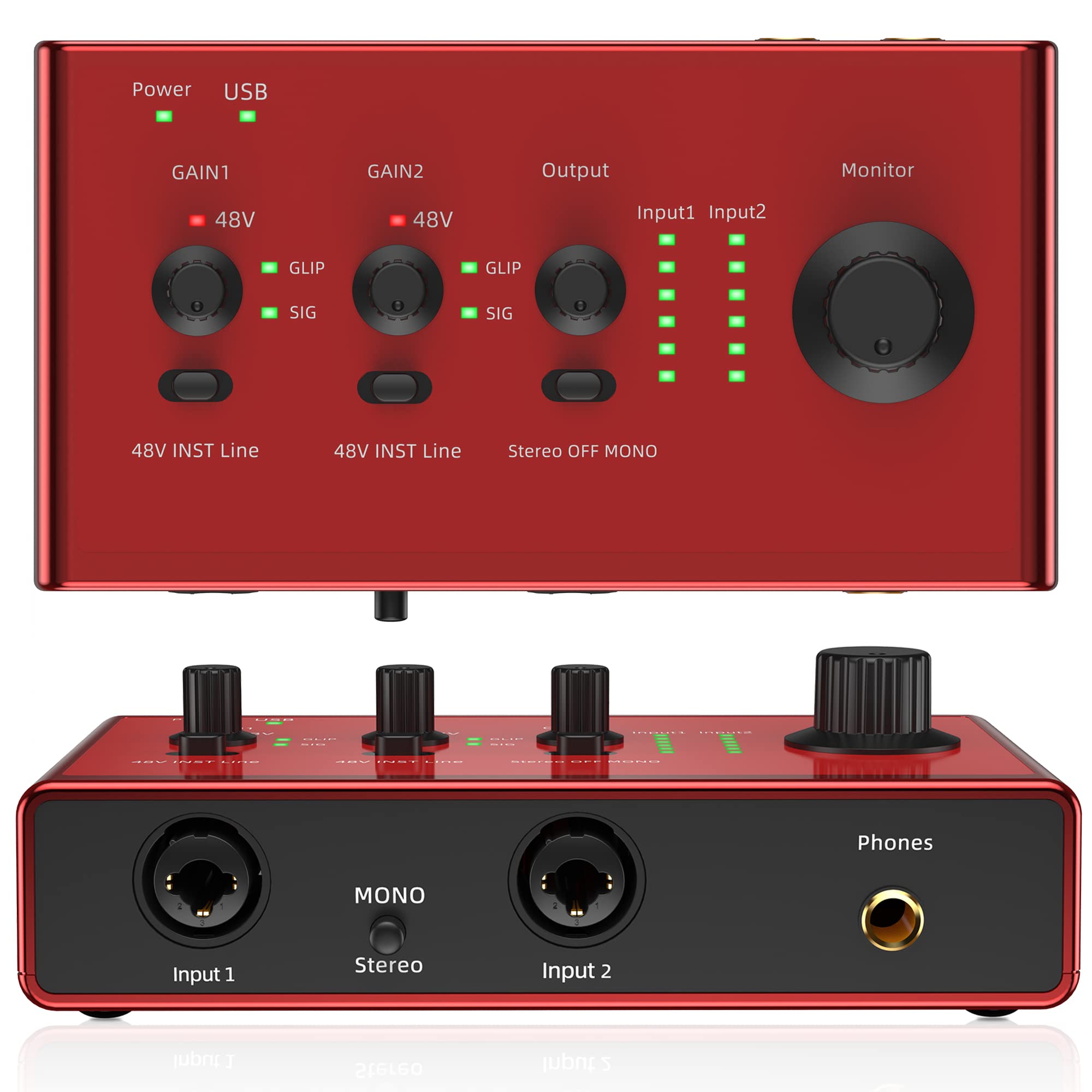 USB Audio Interface with 1x XLR/TRS 1x 1/4" 2X RCA USB (AU13)