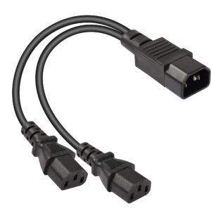 cerrxian 1ft iec 320 c14 to dual c13 power cable,c14 male to 2x c13 female y splitter ac conversion cable,suitable for computer,projector, scanner,printer,etc(c14-c13/c13)