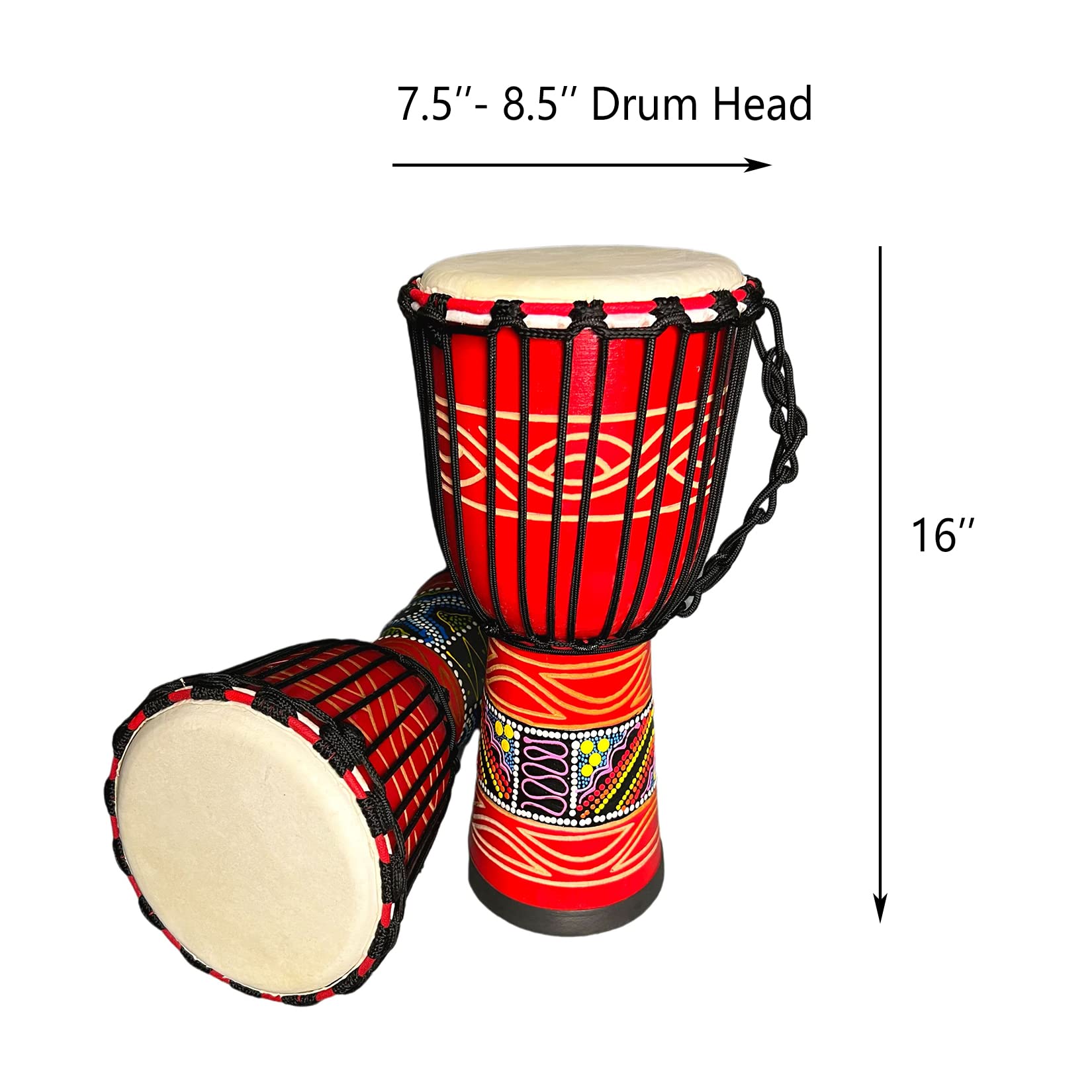 SIPSOCE Djembe Drum 8'' Hand Drum Musical Instrument African Drumk, Bongo (Red)