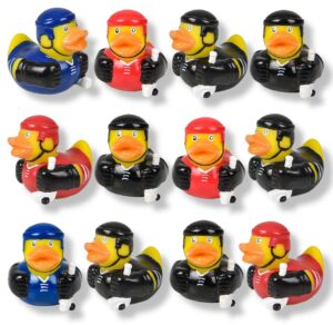 cool sport themed rubber ducks (2") (12 pack) cute duckies bath tub pool toys. (hockey)