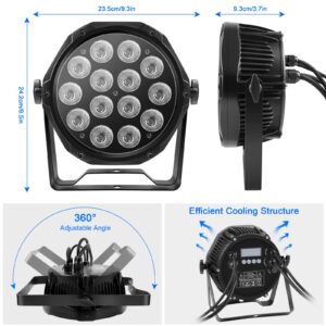 LED Par Lights Outdoor Waterproof Stage Light, 14 X15W LED RGBW 4-in-1 Uplighting DMX Control Wash Light Strobe Effect DJ Light for Christmas Church Night Club Disco Club Wedding Bar