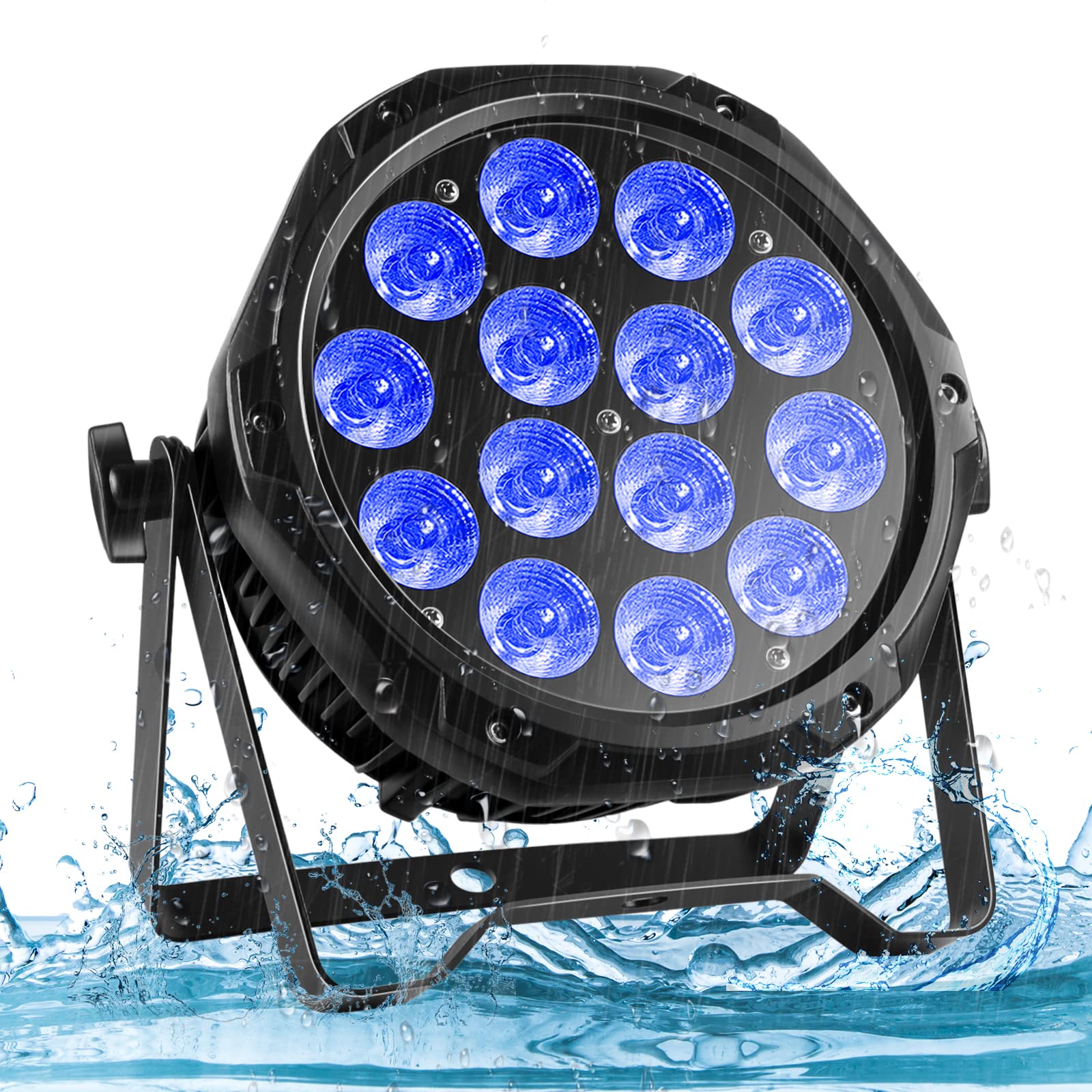 LED Par Lights Outdoor Waterproof Stage Light, 14 X15W LED RGBW 4-in-1 Uplighting DMX Control Wash Light Strobe Effect DJ Light for Christmas Church Night Club Disco Club Wedding Bar