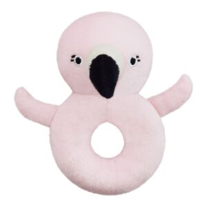 doindute baby flamingo soft rattle toy, flamingo plush infant shaker rattle easy-grasp stuffed animal toy, gifts for newborns babies toddlers boys girls, pink, 5 inches