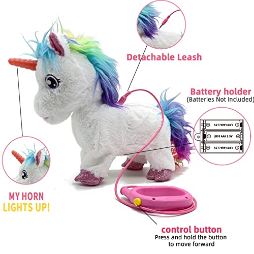 YH YUHUNG Walking Unicorn Toy with Remote Control Leash, Light-Up Horn, Electronic Pets Unicorn, Walking Pony Toys Horse, Unicorn Toys for Girls Age 4-6