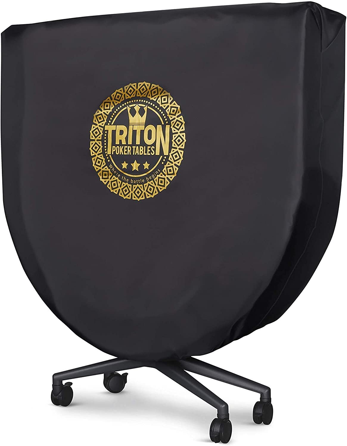 Triton Premium Poker Table for 10 Players with 10 Chairs and Additional Mat - Foldable and Long-Lasting Poker Table and Chairs, Luxurious Vegas Style Casino Experience at Home